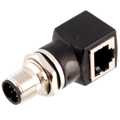 M12MSDRJ45AP M12 D Kod Erkek RJ45 Dönüştürücü Açılı Tip
